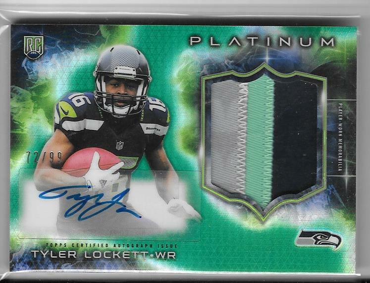 TYLER LOCKETT 2015 TOPPS PLATINUM ROOKIE 3 COLOR PATCH AUTOGRAPH AUTO ...
