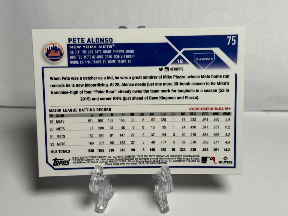 2023 Topps Chrome Logofractor Pete Alonso New York Mets #75 | eBay