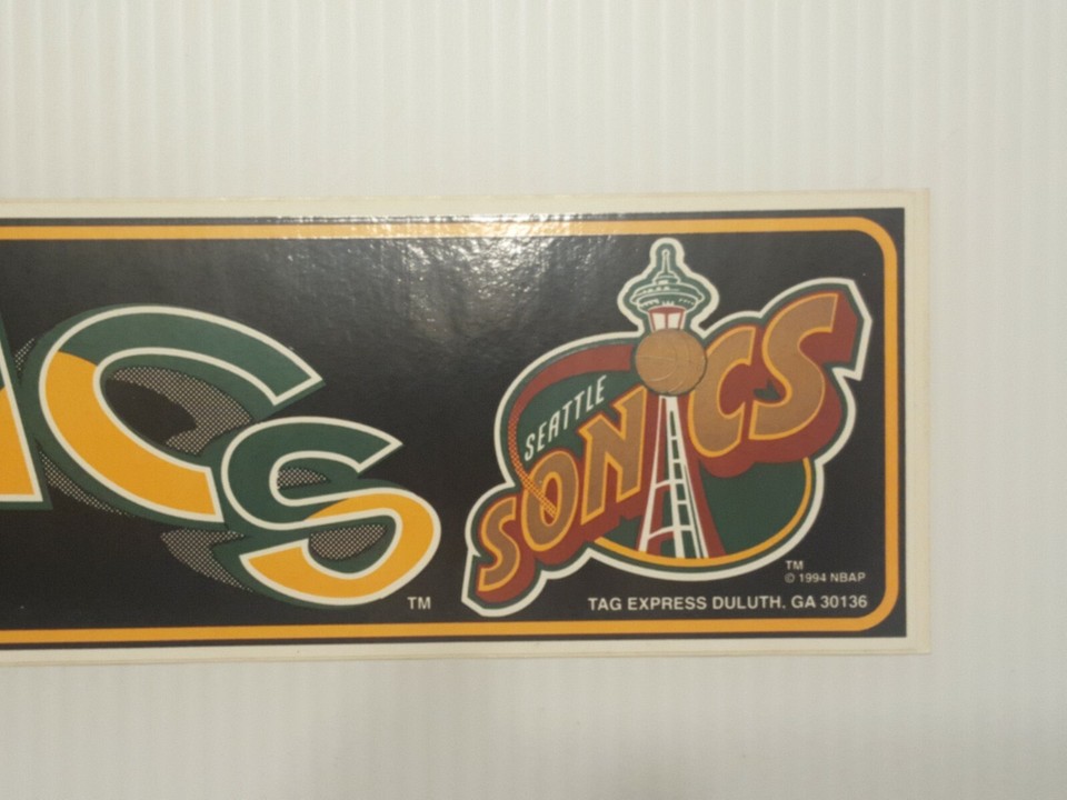 SEATTLE SUPERSONICS Vintage Team Bumper Sticker (1990's) Decal Strip | eBay