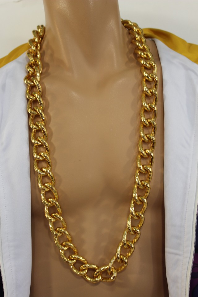 Men Chunky Metal Thick Chain Bold Link Long Fashion Necklace Gold Color ...