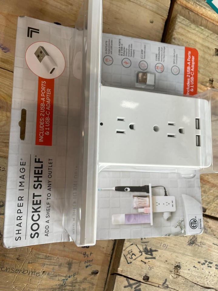 6-Outlet Cordless Wall Extender with 2-USB Ports and 1-USBC Adapter | eBay