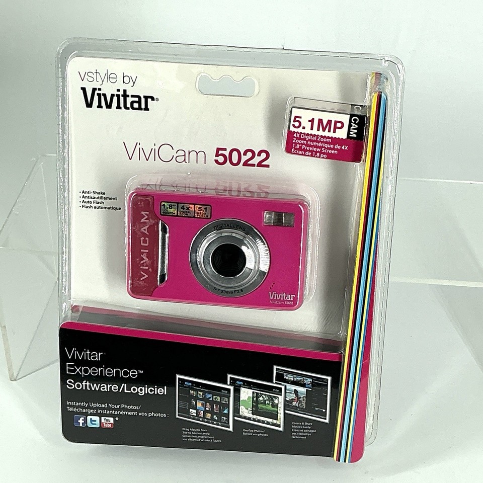 Vivitar ViviCam Pink 5.1 MP Digital Camera 5022 4x Digital Zoom Anti ...