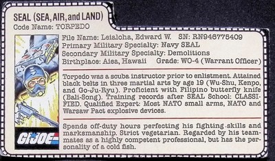 GI JOE TORPEDO FILE CARD Version 1 - 1983 Vintage Hasbro Original | eBay