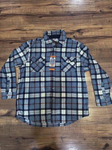 New Freedom Foundry long sleeve Shirt Men XXL Blue stone plaid Flannel ...