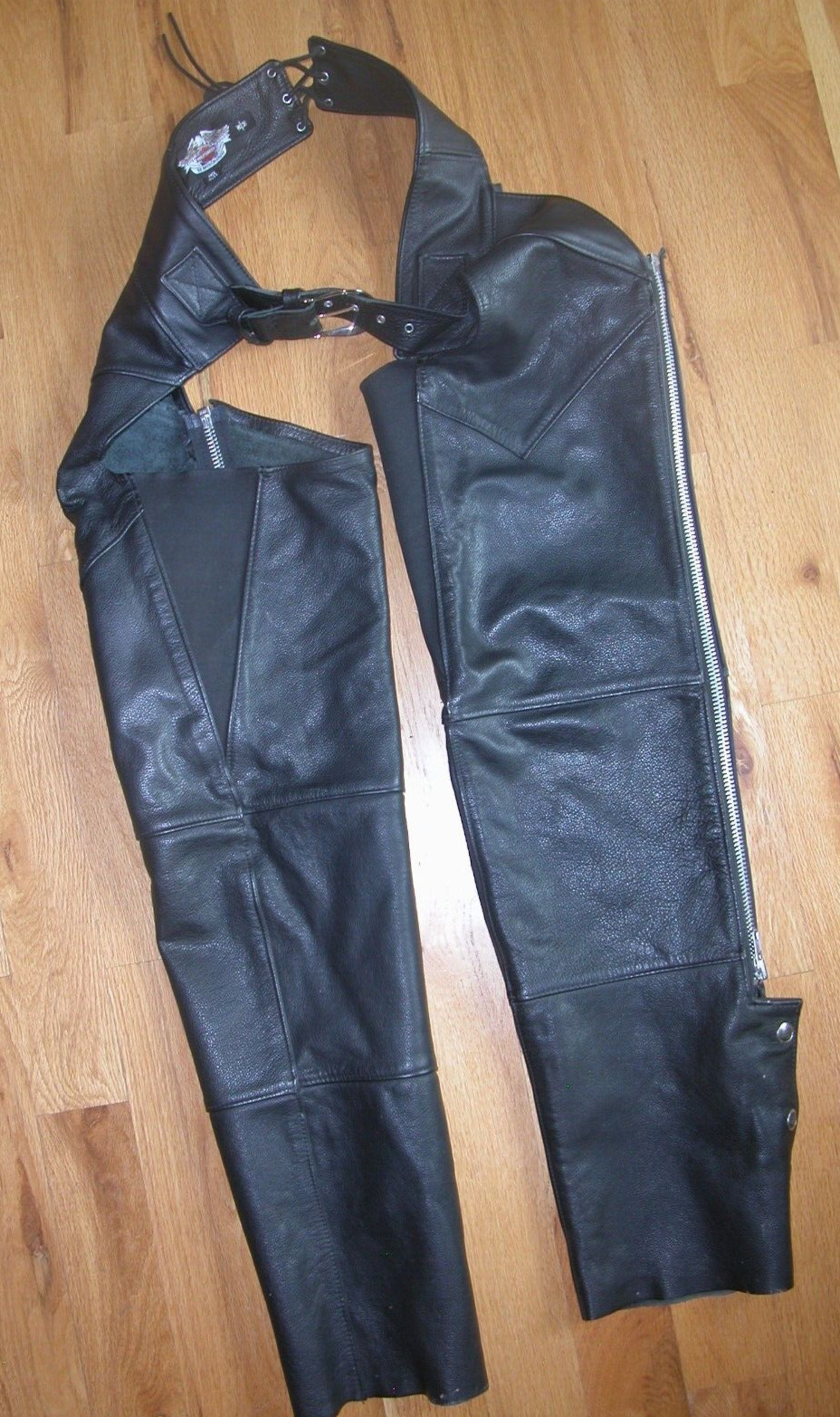Harley-Davidson Black Leather Biker Chaps M Pants Mot… - Gem