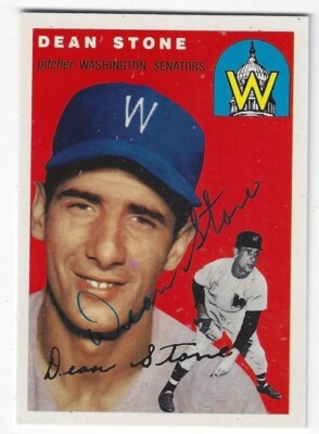Autographed DEAN STONE Washington Senators 1954 Topps Archives Card ...
