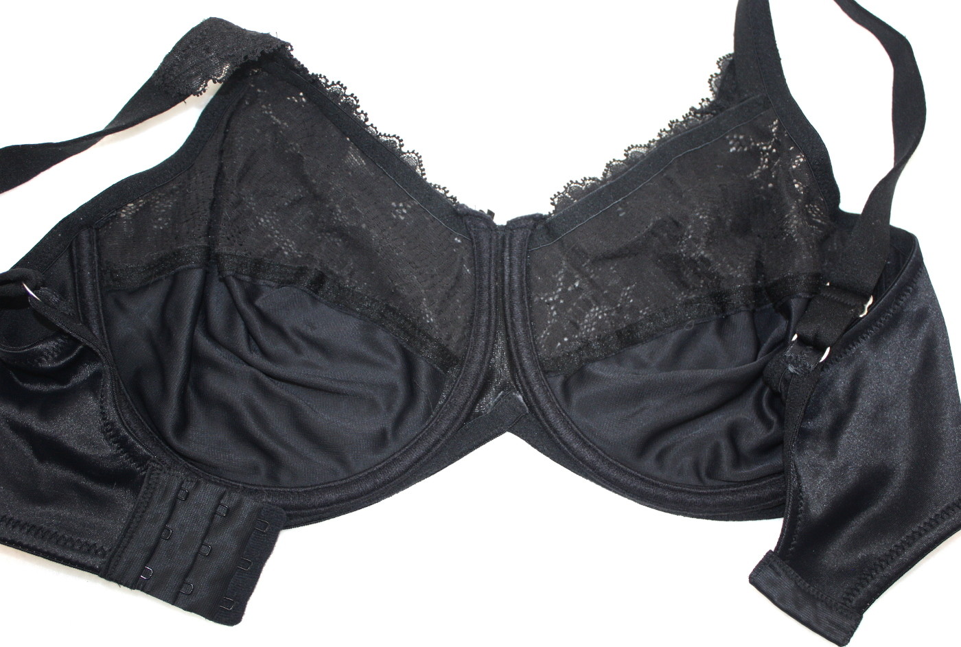 Lilyette 428 40D Black Lace Tailored Unlined Minimizer UW Bra EUC | eBay