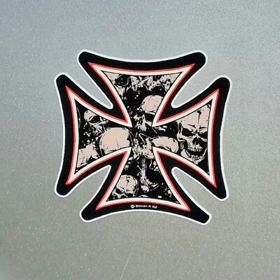 Skulls Skeleton Bone Iron Cross Vinyl Sticker Decal For Car Van Helmet ...