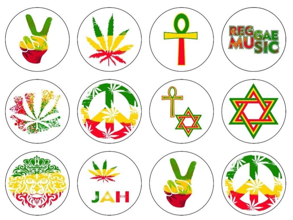 Cake Toppers Reggae Music Rastafarian Rasta 24 Pre-Cut Edible Wafer ...