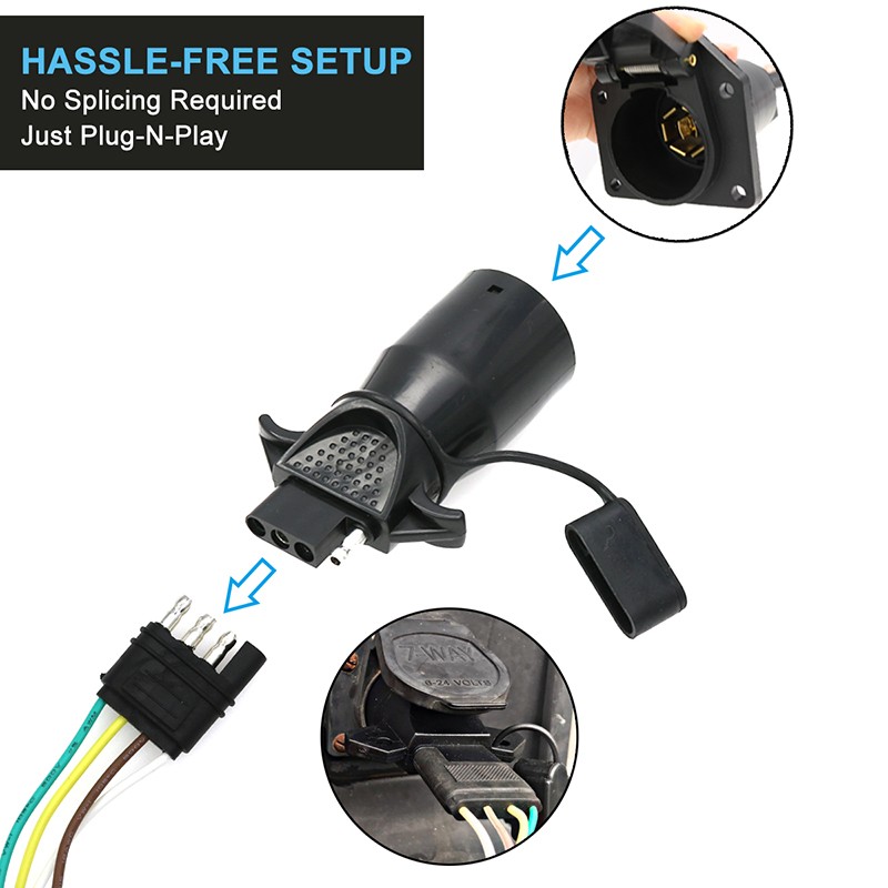 12V Trailer Plug RV 7 Way 4 Way Straight Trailer Adapter Wiring Plug ...