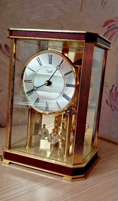 Vintage Versailles Brass Crystal Rotating Pendulum Quartz Desk Mantel ...