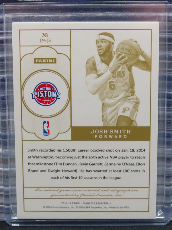 2013-14 Panini Flawless Josh Smith Game Used Patch Auto Autograph #04/ ...