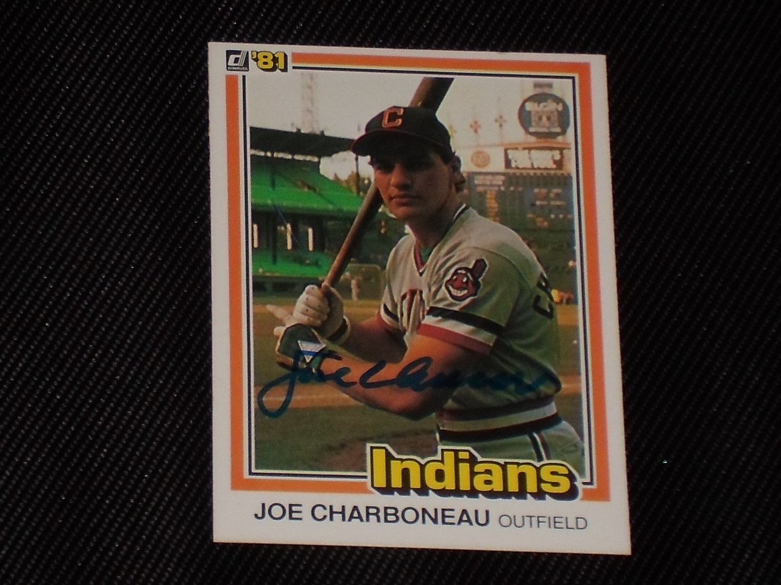 JOE CHARBONEAU 1981 DONRUSS ROOKIE SIGNED AUTOGRAPHED CARD #82 INDIANS ...