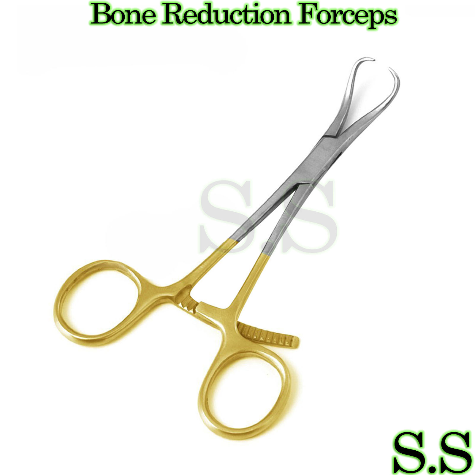 Bone Reduction Forceps 17cm" Gold Plated with one side long ratchets ...