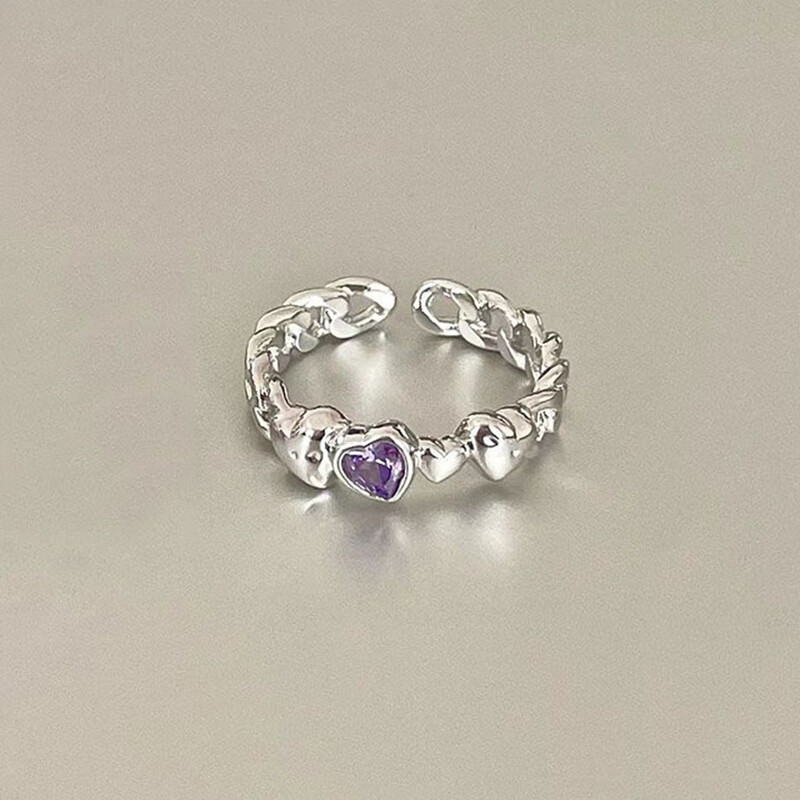 Fashion Simple Shiny Purple Rhinestone Opening Ring Crystal Star ...