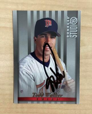 TODD WALKER MINNESOTA TWINS SIGNED 1997 DONRUSS STUDIO CARD #154 W/COA ...