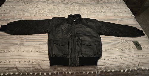 New Burk's Bay Mens Genuine Leather Bomber Jacket - Black,Size M | eBay