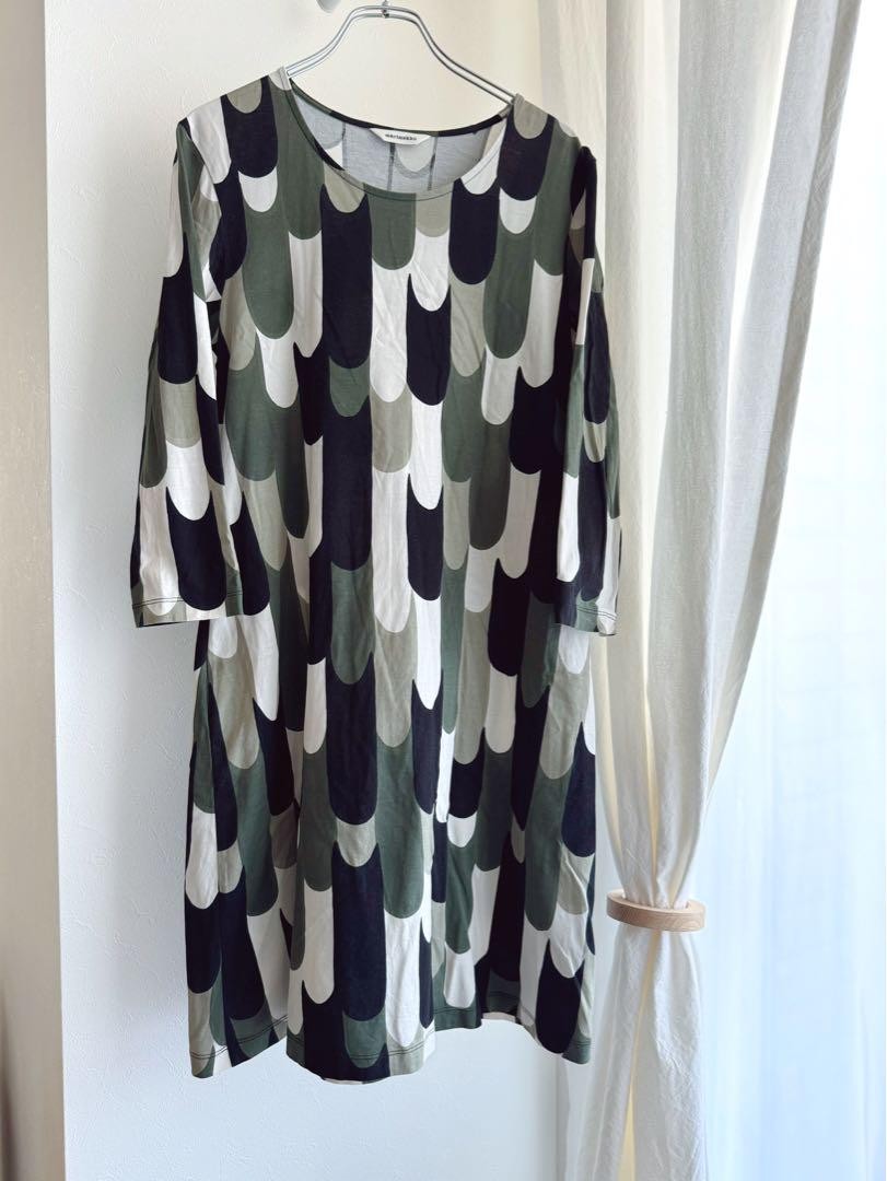 Marimekko Cotton One Piece Ritari S Khaki White Black… - Gem