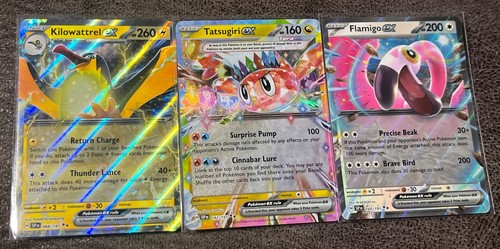 Pokemon TCG 3 Card SSP Lot - Tatsugiri Ex, Flamingo Ex, Kilowattrel Ex ...
