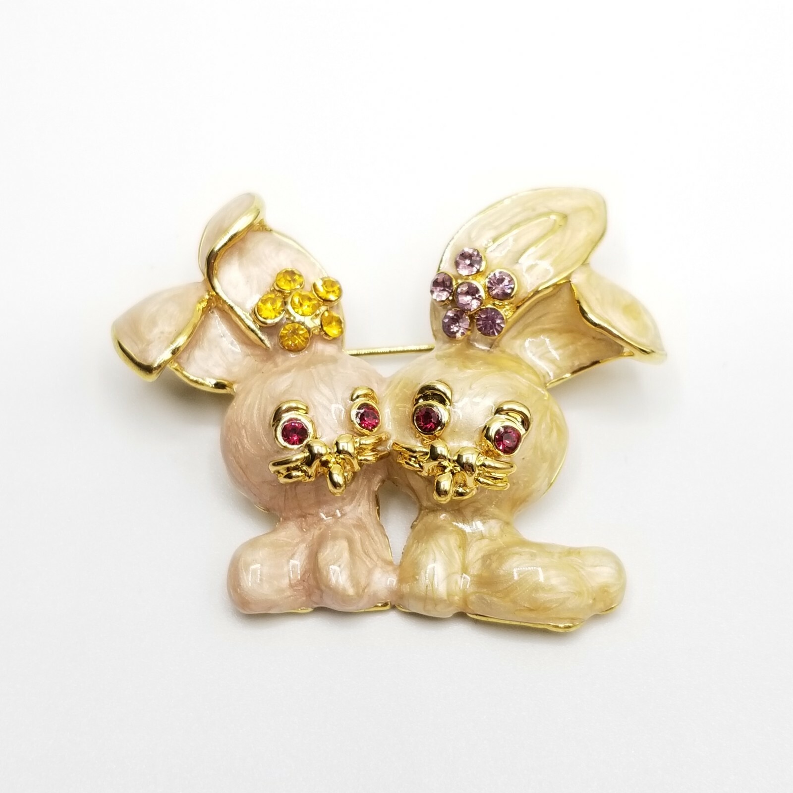 Vtg Pin Brooch Bunny Rabbit Enamel Rhinestones Jewelry Easter Holiday ...