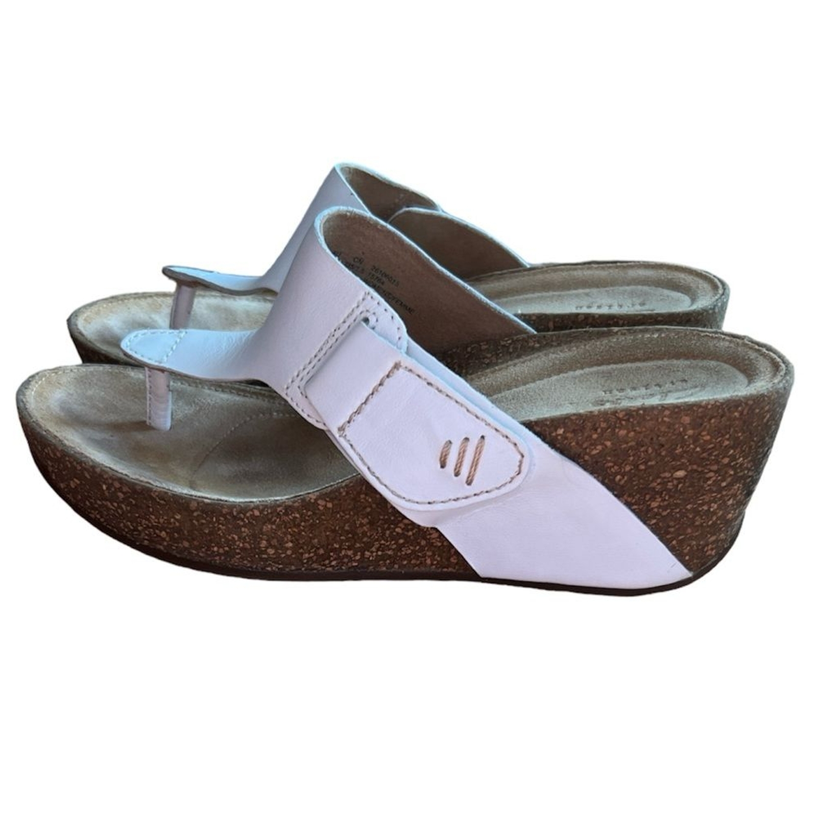 Clarks artisan Temira west leather cork bottom white sandals Sz 7 | eBay