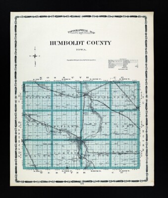 1904 Huebinger Iowa Map Humboldt County Dakotah City Gilmore Rutland ...