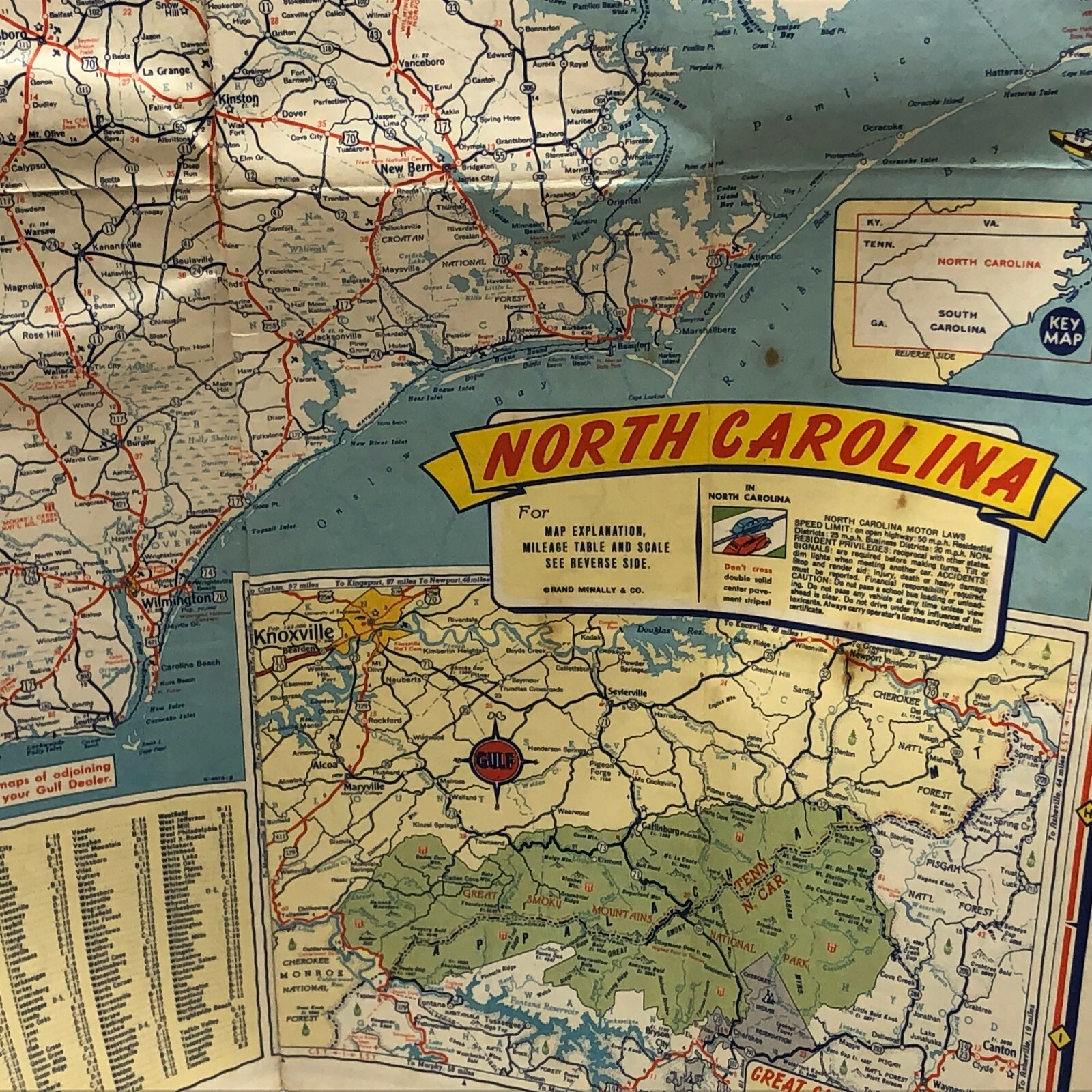 Vintage Gulf Gasoline North Carolina South Carolina Map Advertising | eBay