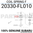 20330FL010 Genuine Subaru COIL SPRING F 20330-FL010 | eBay