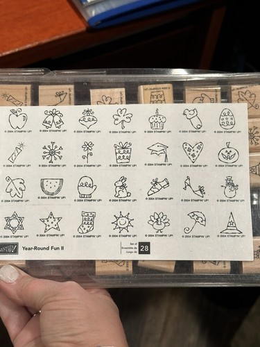 Stampin Up - YEAR ROUND FUN II- Wood Mounted Rubber Stamp Set | eBay