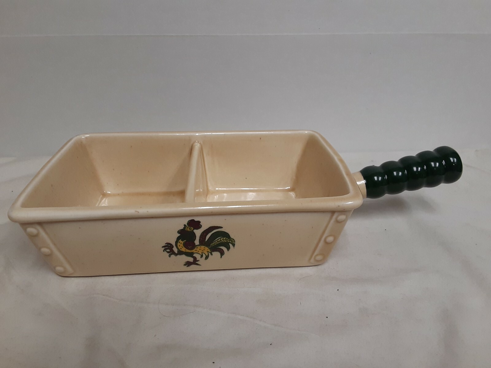 Metlox Poppytrail Green Rooster Rectangle Divided Serving Dish w ...