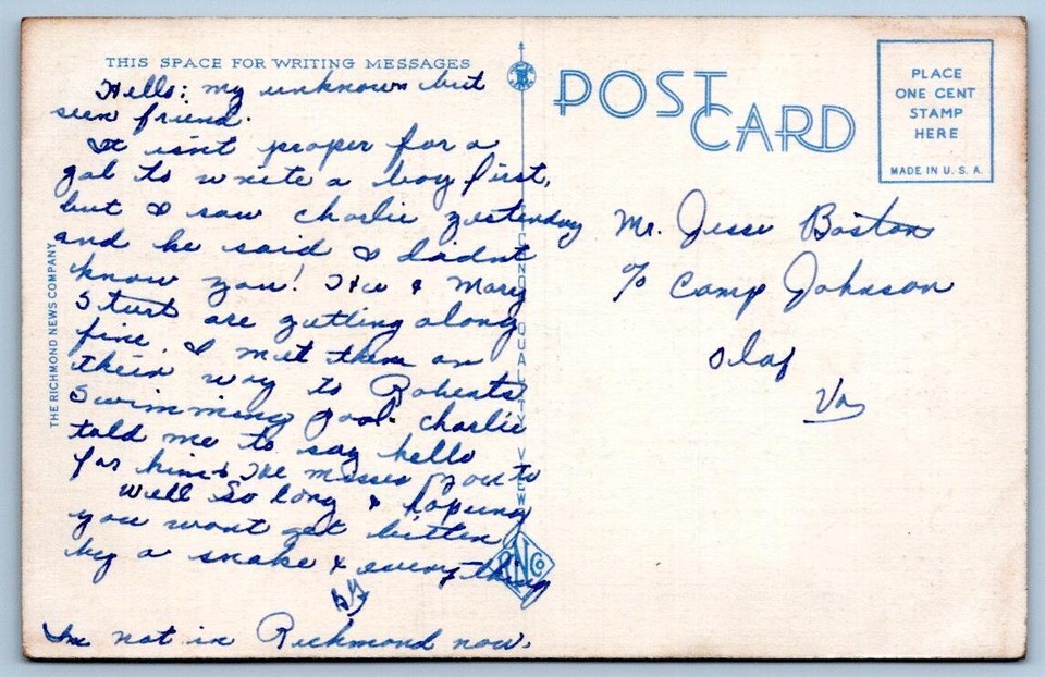 1940-50's GREETINGS FROM RICHMOND VIRGINIA LARGE LETTER LINEN VINTAGE ...