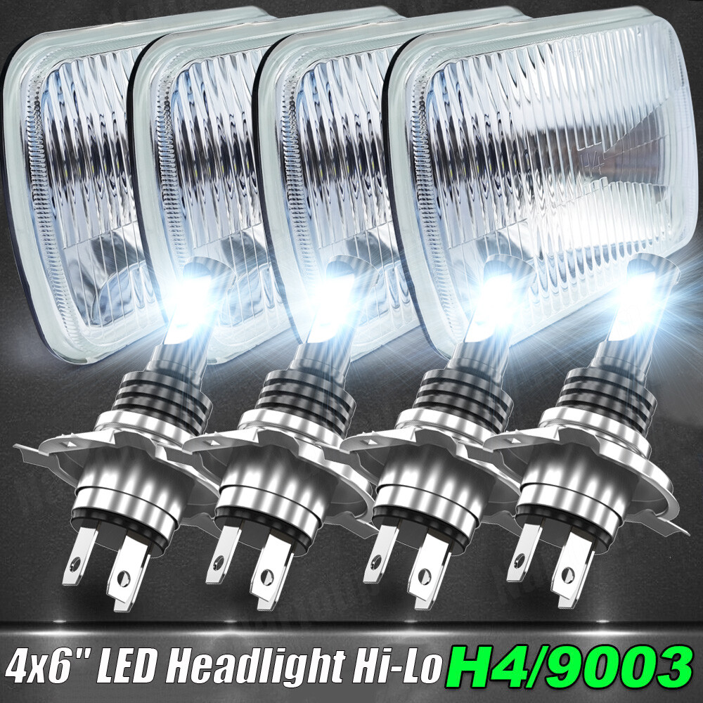 4PCS 4x6 inch LED Headlights HI-LO Combo Beam Lamp For Chevy C10 K10 ...