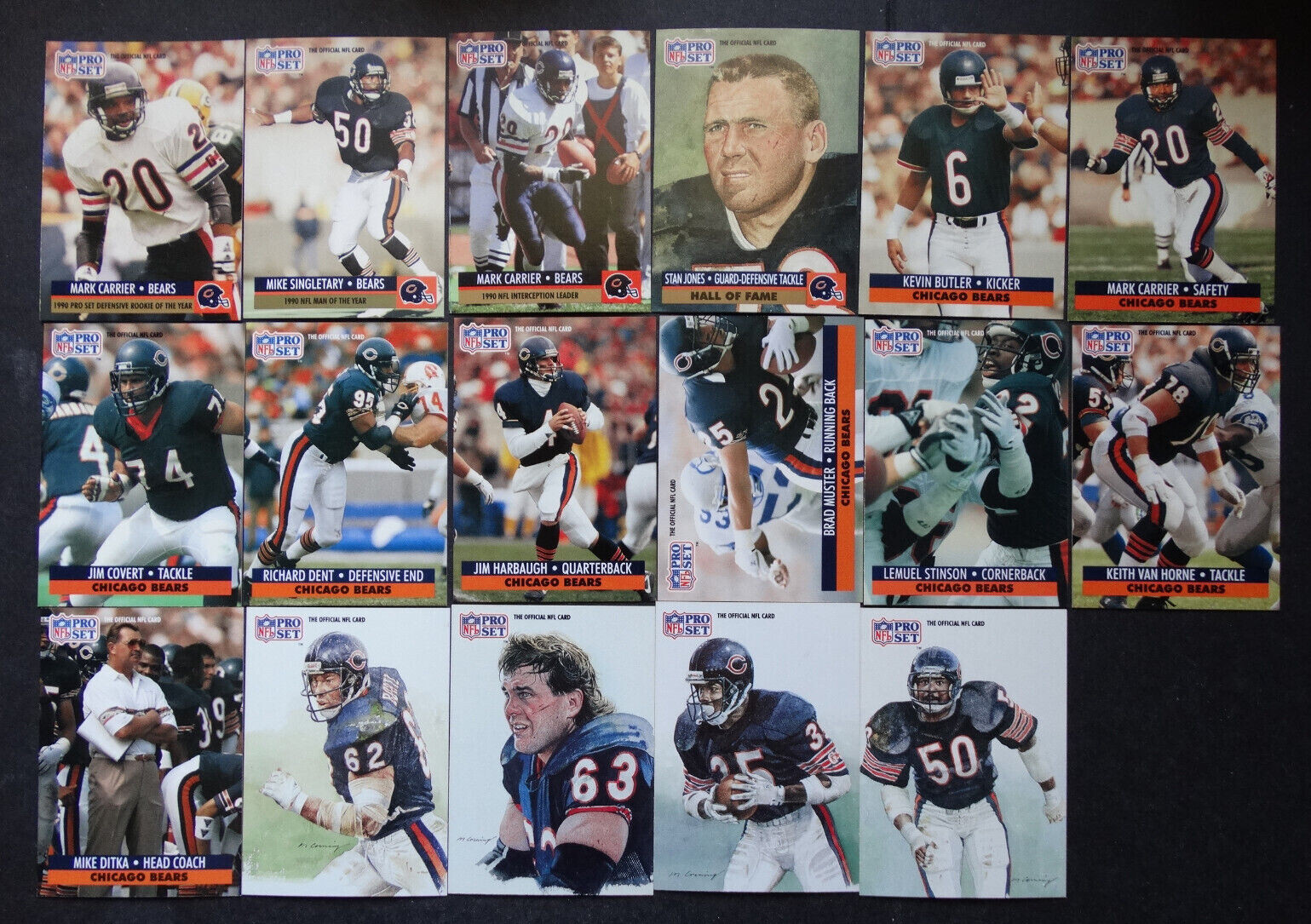 1991 Pro Set Series 1 Chicago Bears Team Set 17 Football Cards | eBay