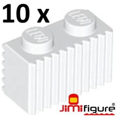 NEW 10 x LEGO 1x2 Modified Brick Grille Fluted Profile White 2877 ...