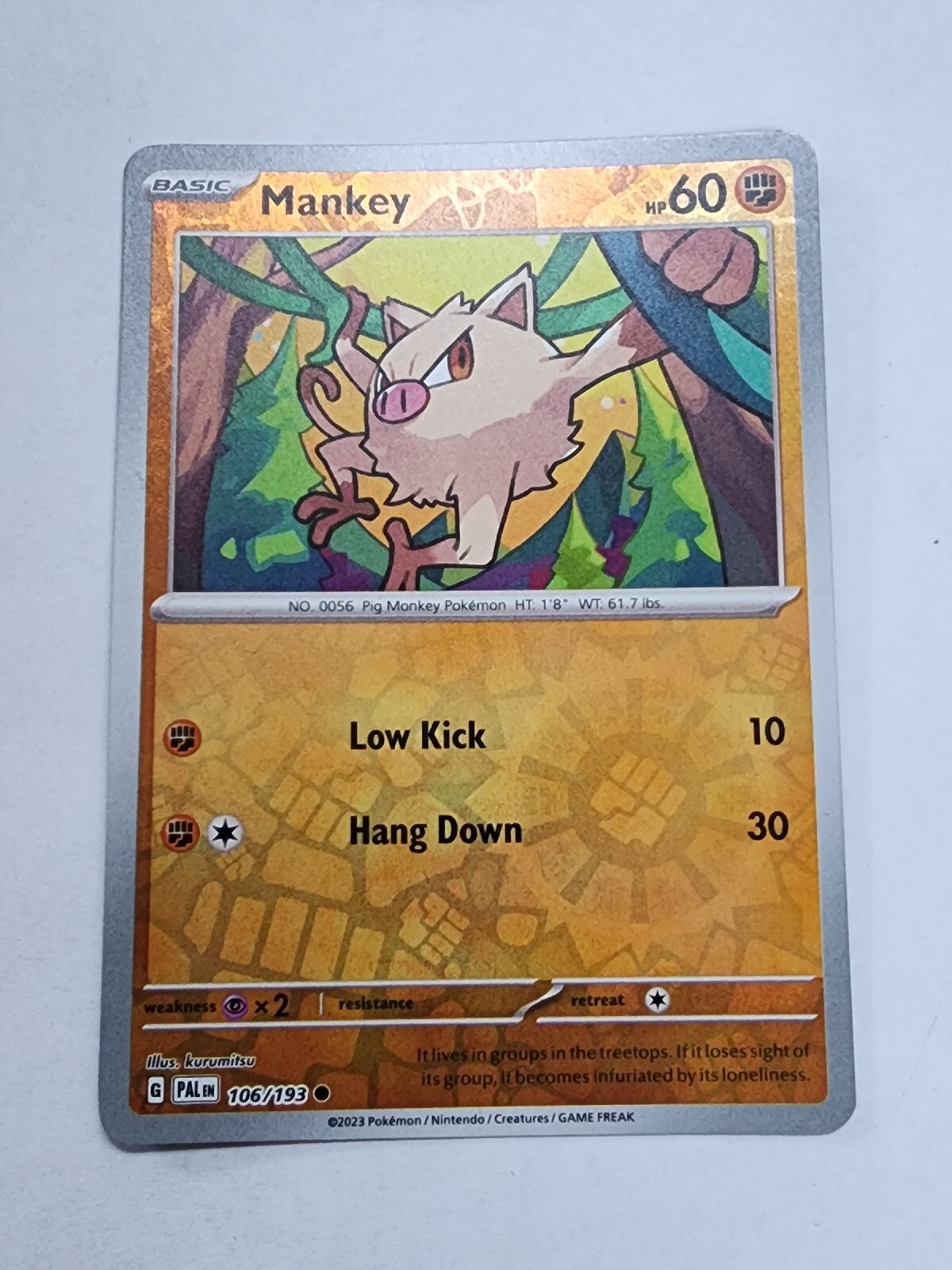 Pokemon TCG - Mankey - 106/193 Reverse Holo Scarlet & Violet: Paldea ...