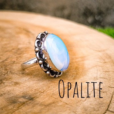 Opalite Ring, Sterling Silver Plated Ring, Milky Opalite Jewelry, Gift ...