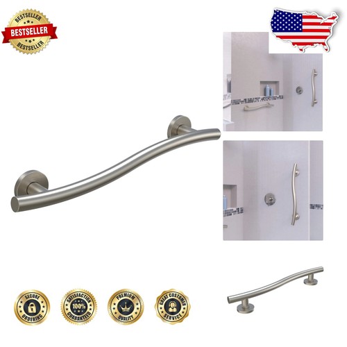 Elegant 16-Inch Brushed Nickel Wave Grab Bar - ADA Compliant Bathroom ...