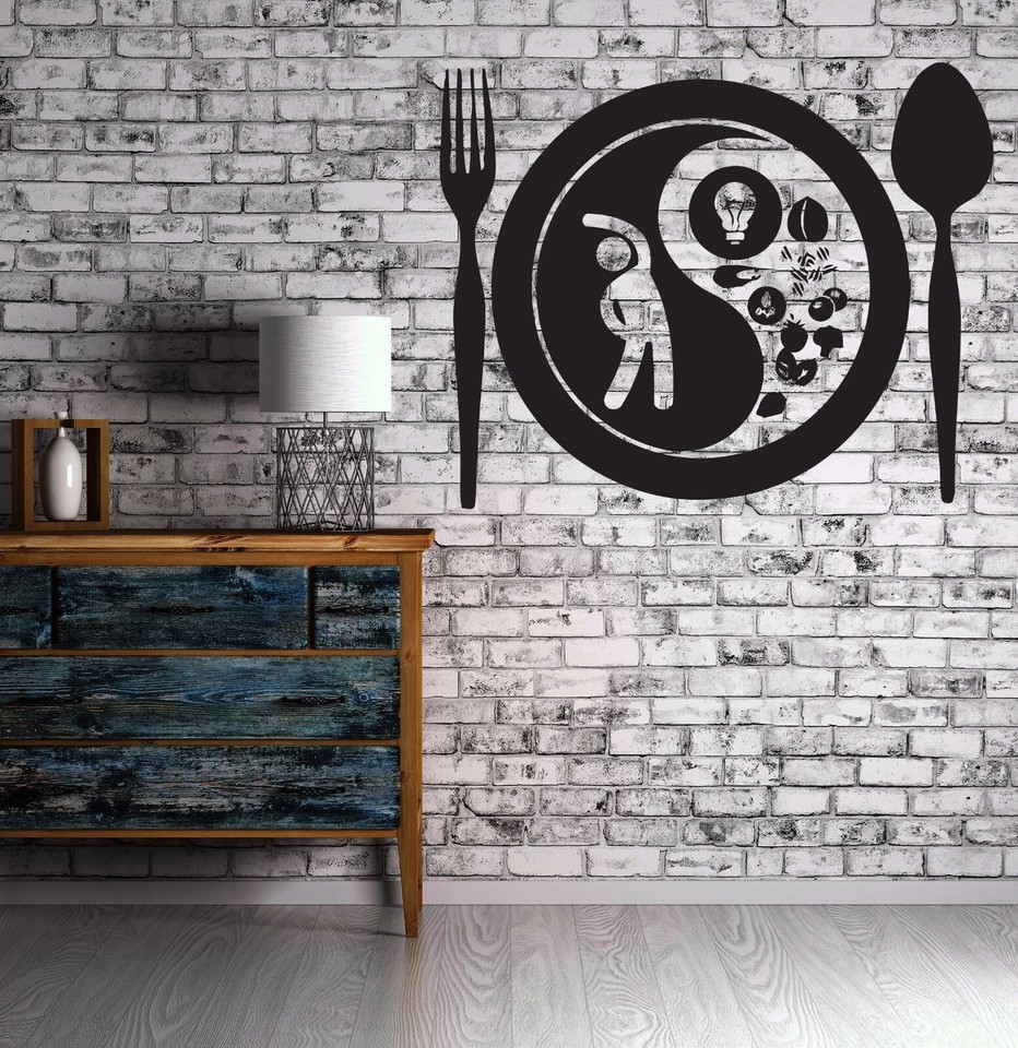 Vinyl Decal Fork Spoon Plate Food Taste Appetites Wall Sticker (n564 ...