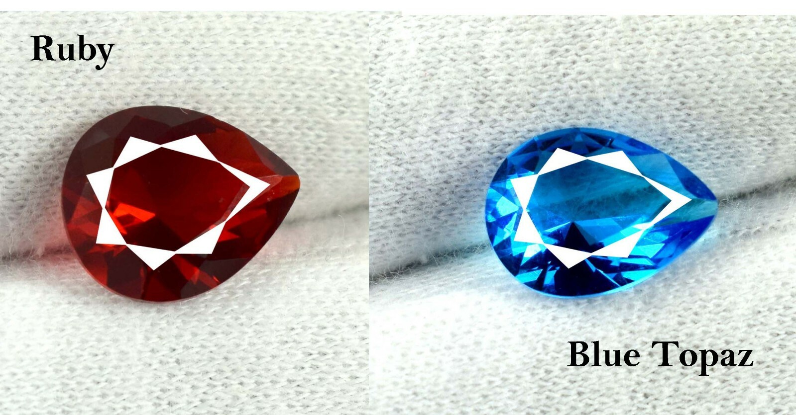 Pear Ruby & Blue Topaz Ring Size Gemstone Pair 6.25 Ct Natural ...