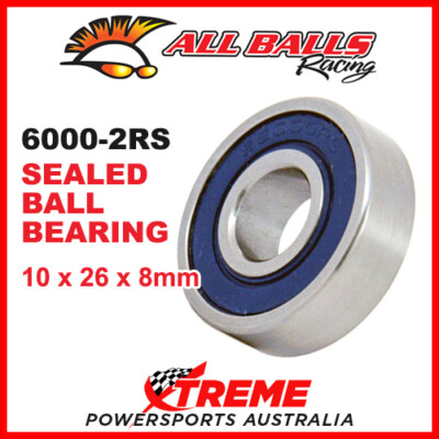 All Balls 6000-2RS 10x26x8mm Sealed Ball Bearing ABEC-3 Triple Lip Seal ...