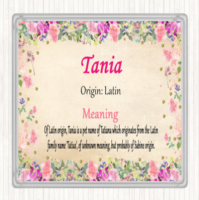 Tania Name Meaning Drinks Mat Coaster Floral | eBay