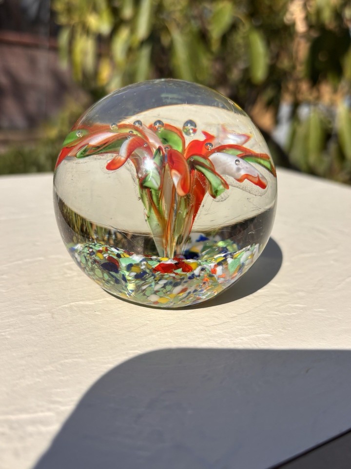 Vintage 3” Heavy 1.22 Lbs Multicolored Hand-Blown Glass Paperweight | eBay