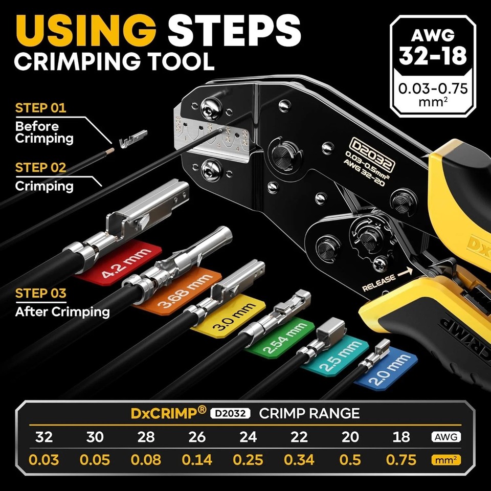 Crimp Tool Mini-Fit Jr Kit,with 12 Types 2-10 Pin Molex 4.2mm Connector ...