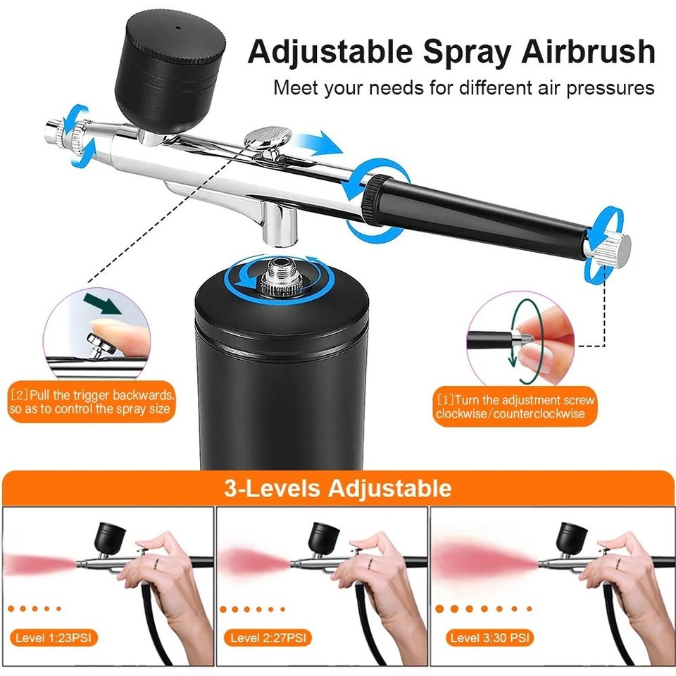 Mini Airbrush Compressor Kit Spray Gun Dual Action Air Brush Paint ...
