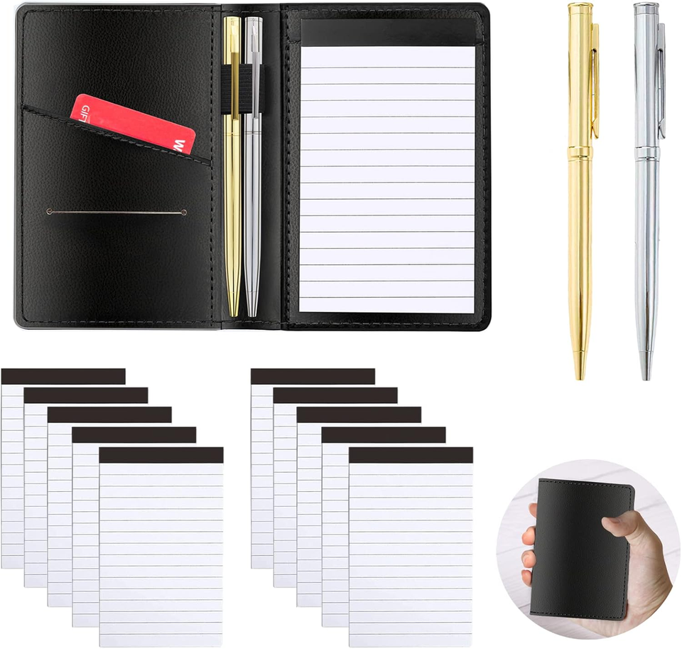 13 Pieces Mini Pocket Notepad Set,Included Leather Pocket Notepad ...
