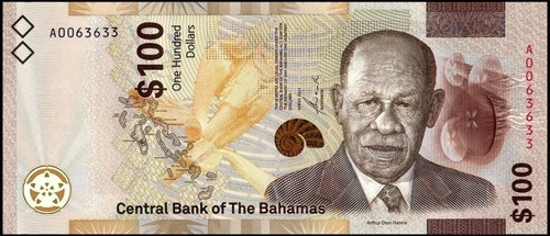2021 Bahamas 100 Dollars Circulated Banknote. 100 Dollars BSD Currency ...