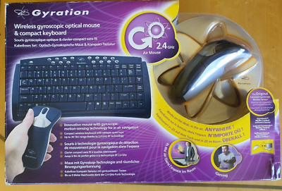 Gyration GO 2.4 GHz Cordless 30 Ft Wireless Air Mouse & Keyboard New ...