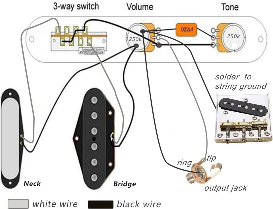 Prewired Loaded Guitar Control Plate 500K 3 Way Switch Knob for Tele ...