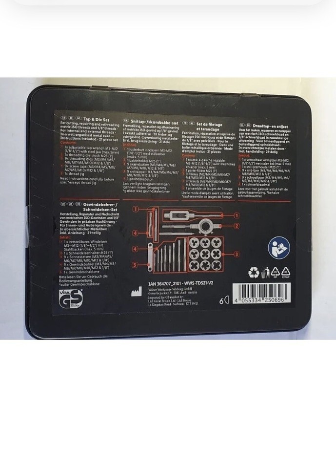 Parkside Tap & Die Set - 21 piece set German Tools Brand New | eBay UK