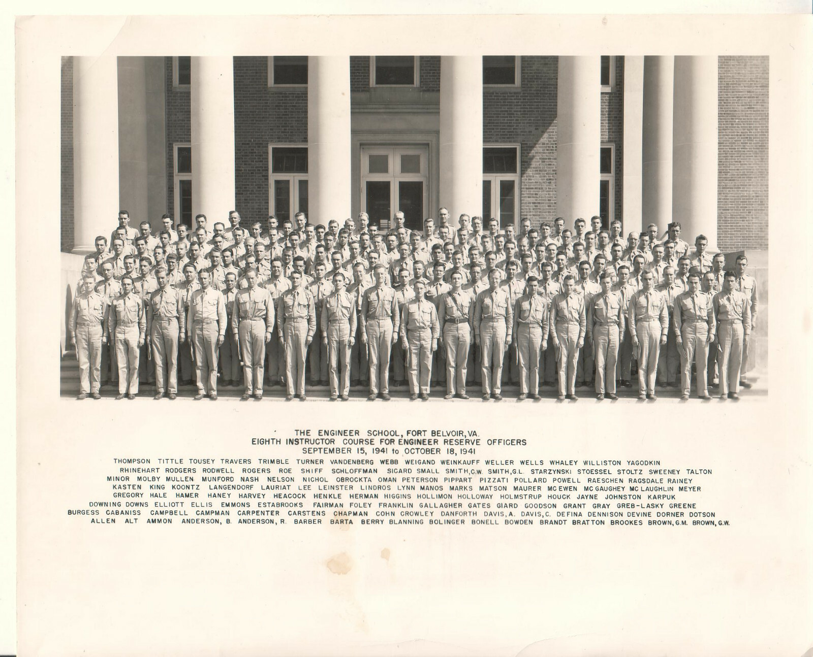 10x8 glossy photo The Engineer School Fort Belvoir VA Res officers Sep ...